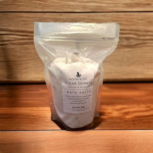 CLEAR QUARTZ CRYSTAL BATH SALTS Moon & Ivy